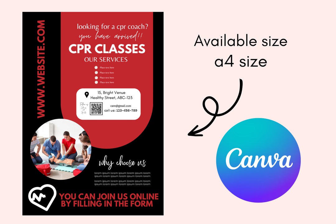 Editable Cpr Flyer CANVA| First Aid Flyer|health Poster| Editable Flyer ...
