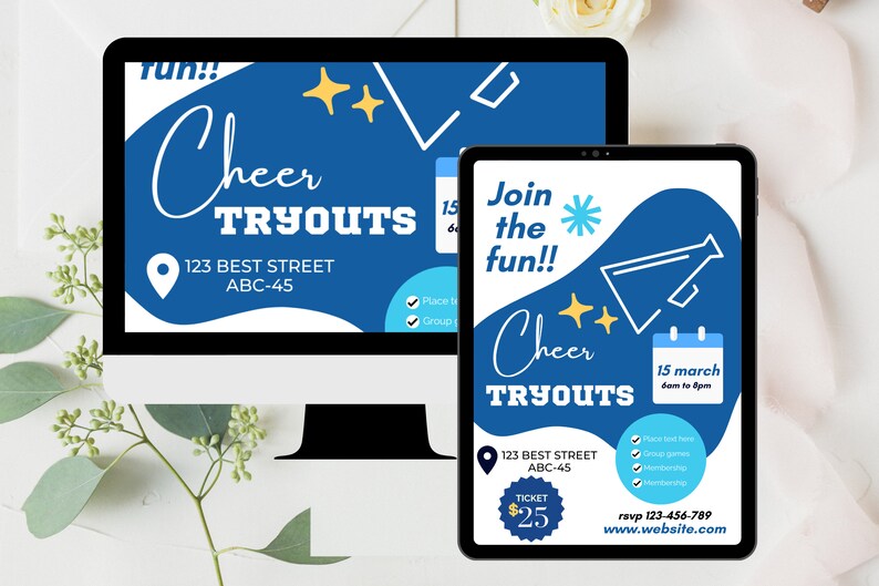 Cheer Tryout FLYER| A4 Flyer Template|social Media Post|sports Flyer ...