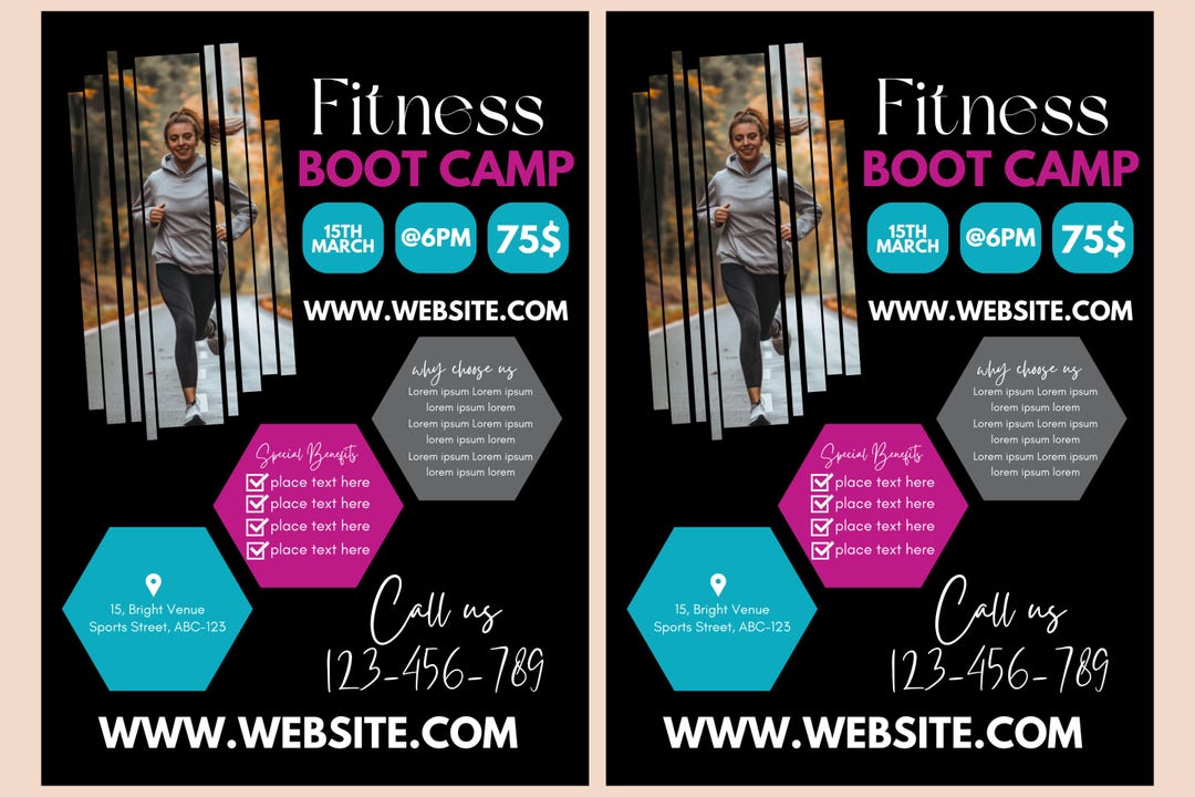 FITNESS FLYER |canva| A4 Gym Flyer |boot Camp Flyer Template |coach ...