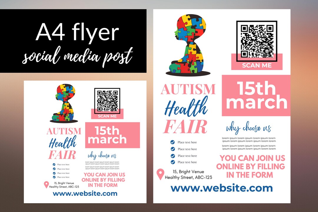 Editable Autism Flyer CANVA|A4 Flyer| Gym Instagram Post| Health Poster ...