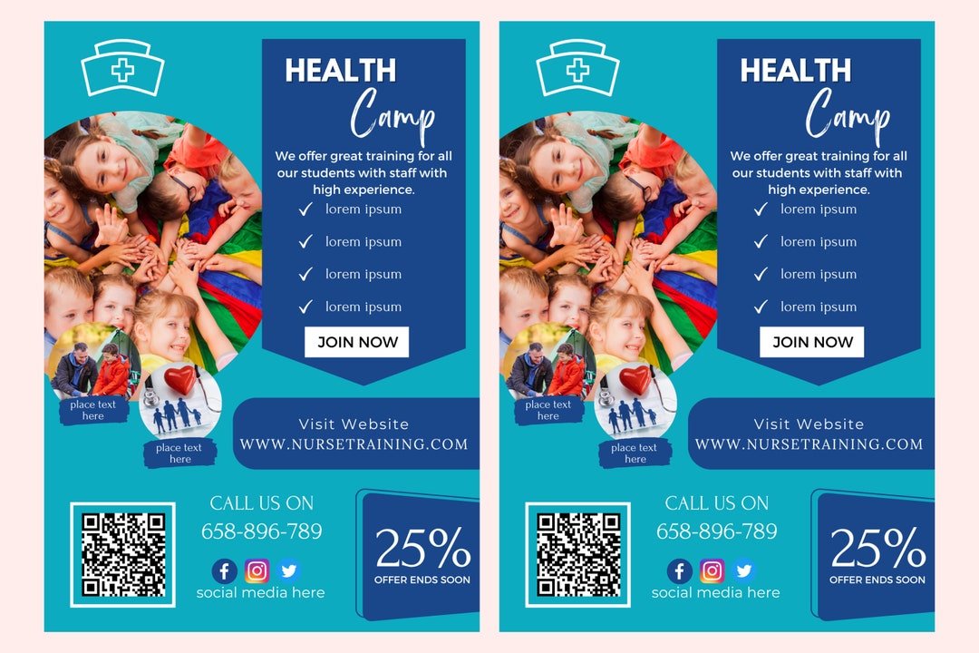 Health Camp FLYER CANVA A4 Flyer Template health Poster Editable diy ...