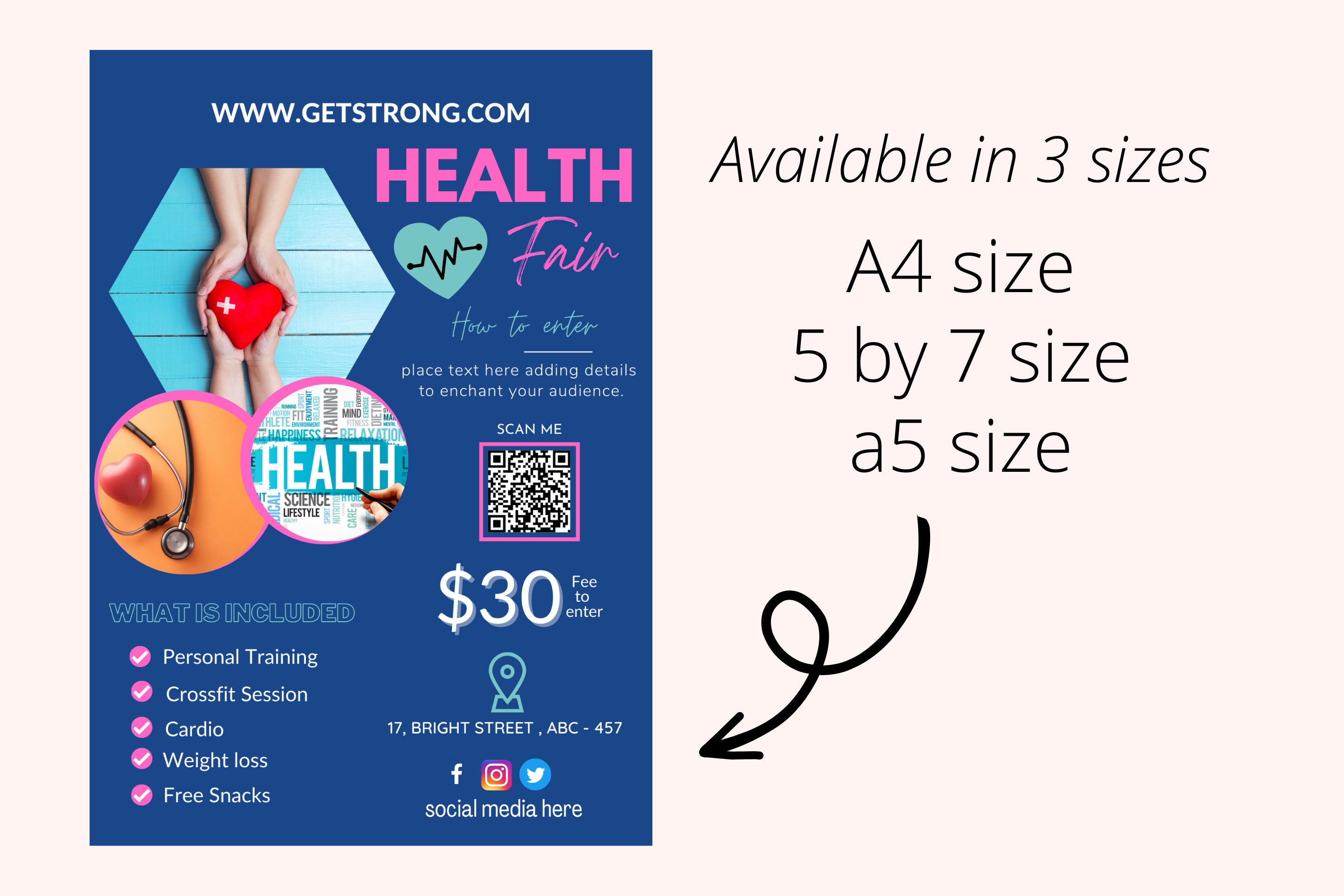 Health Fair FLYER CANVA| A4 Flyer Template |health Poster| Editable ...