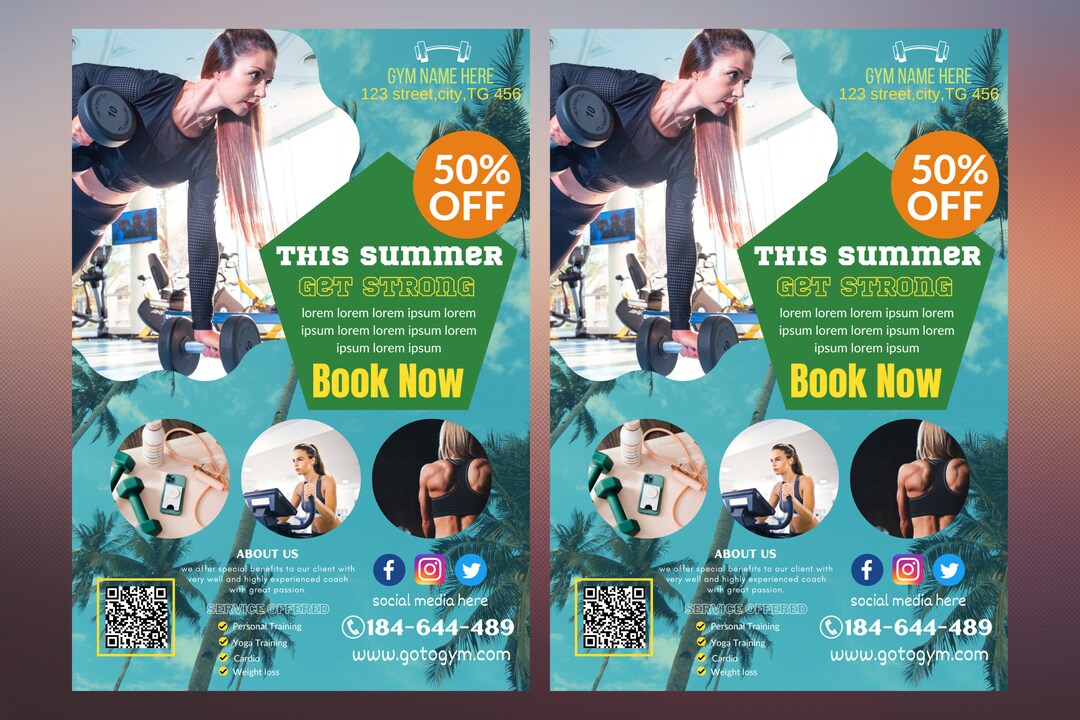 Fitness Flyer CANVA A4 Flyer Template weight Loss Flyer Template Summer ...