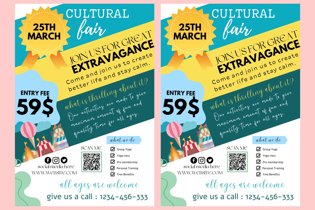 Cultural Fair FLYER CANVA A4 Flyer Template health Poster Editable ...