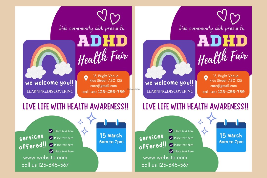 Adhd Health FLYER CANVA| A4 Flyer Template |health Poster|editable|diy ...