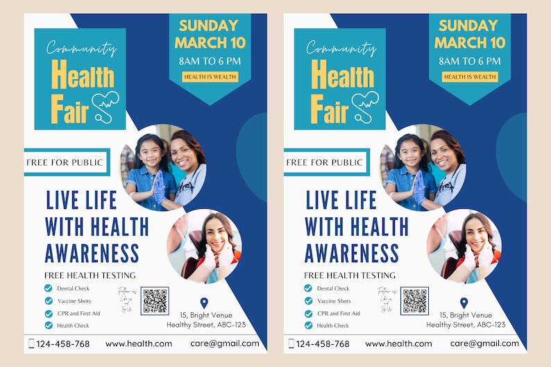 Health Fair FLYER CANVA| A4 Flyer Template |health Poster| Editable ...