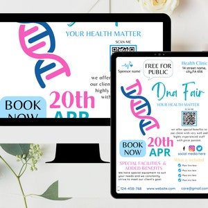DNA Fair FLYER CANVA A4 Flyer Template health Poster Editable Flyer diy ...