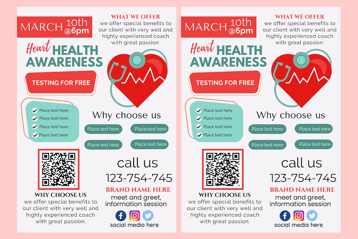 Heart Health FLYER CANVA| A4 Flyer|health Poster|editable|diy |heart ...