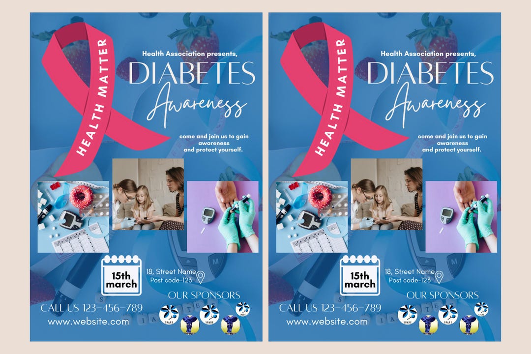 Editable Diabetes FLYER CANVA A4 Flyer Template health Poster Editable ...