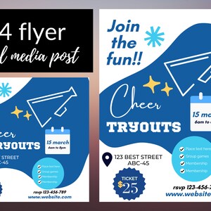 Cheer Tryout FLYER| A4 Flyer Template|social Media Post|sports Flyer ...
