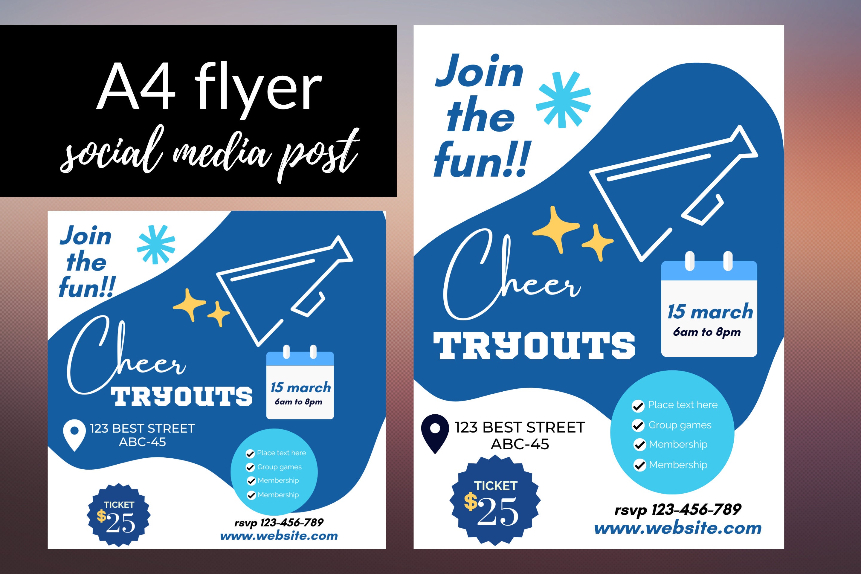 Cheer Tryout FLYER| A4 Flyer Template|social Media Post|sports Flyer ...
