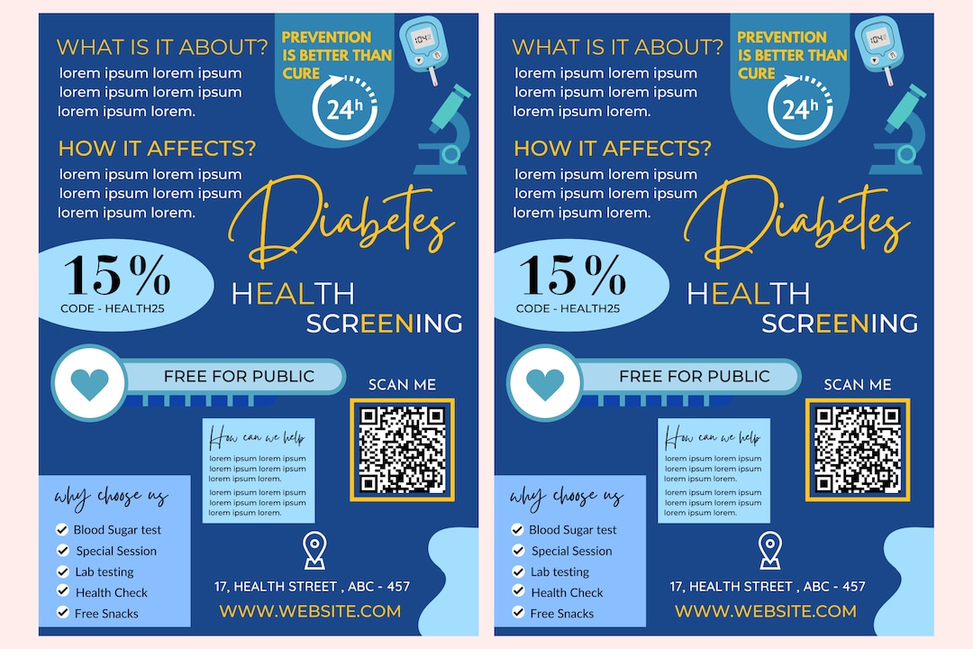 Health Screening FLYER CANVA A4 Flyer Template health Poster Editable ...