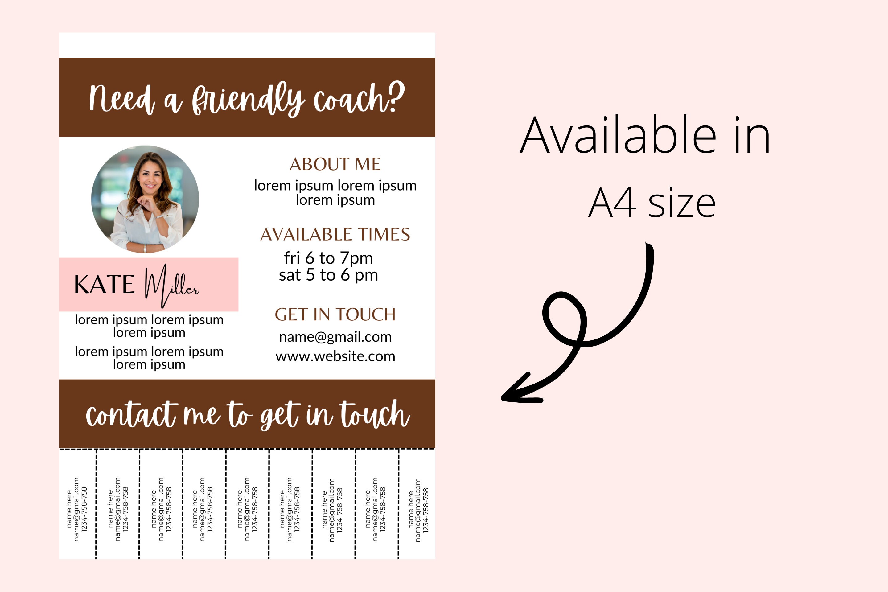 Yoga Flyer Tear off FLYER A4 Coach Flyer Template class Flyer Template ...