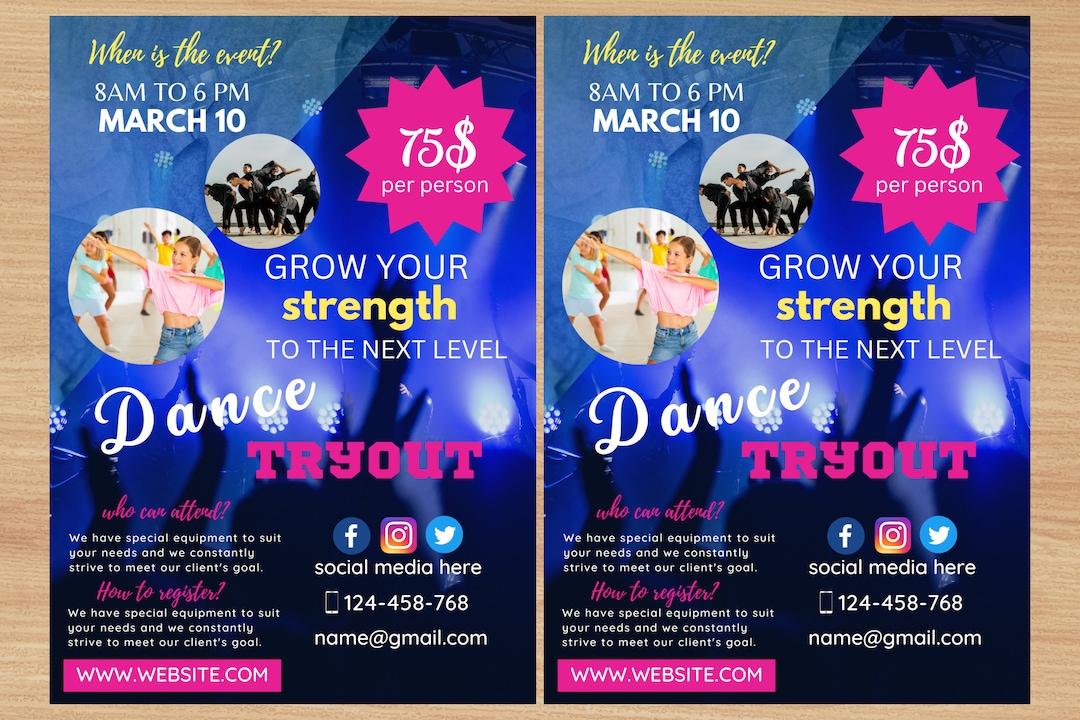 Dance Tryout FLYER CANVA| A4 Flyer Template |health Poster| Dance ...