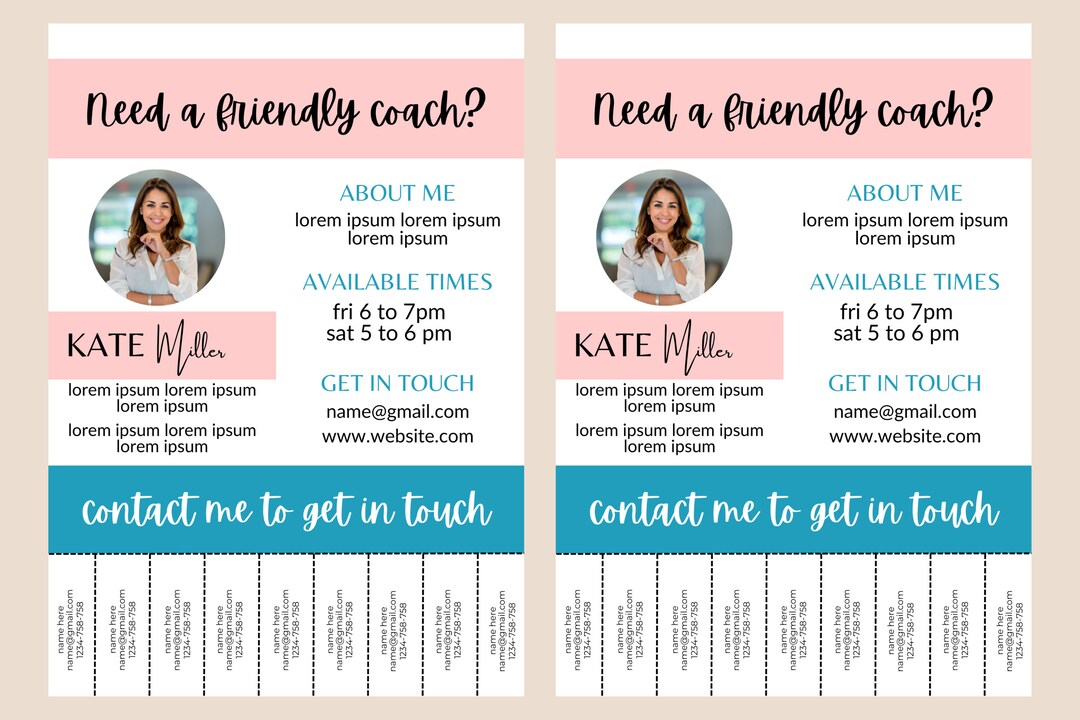 Tear off FLYER A4 Coach Flyer Template class Flyer Template - Etsy