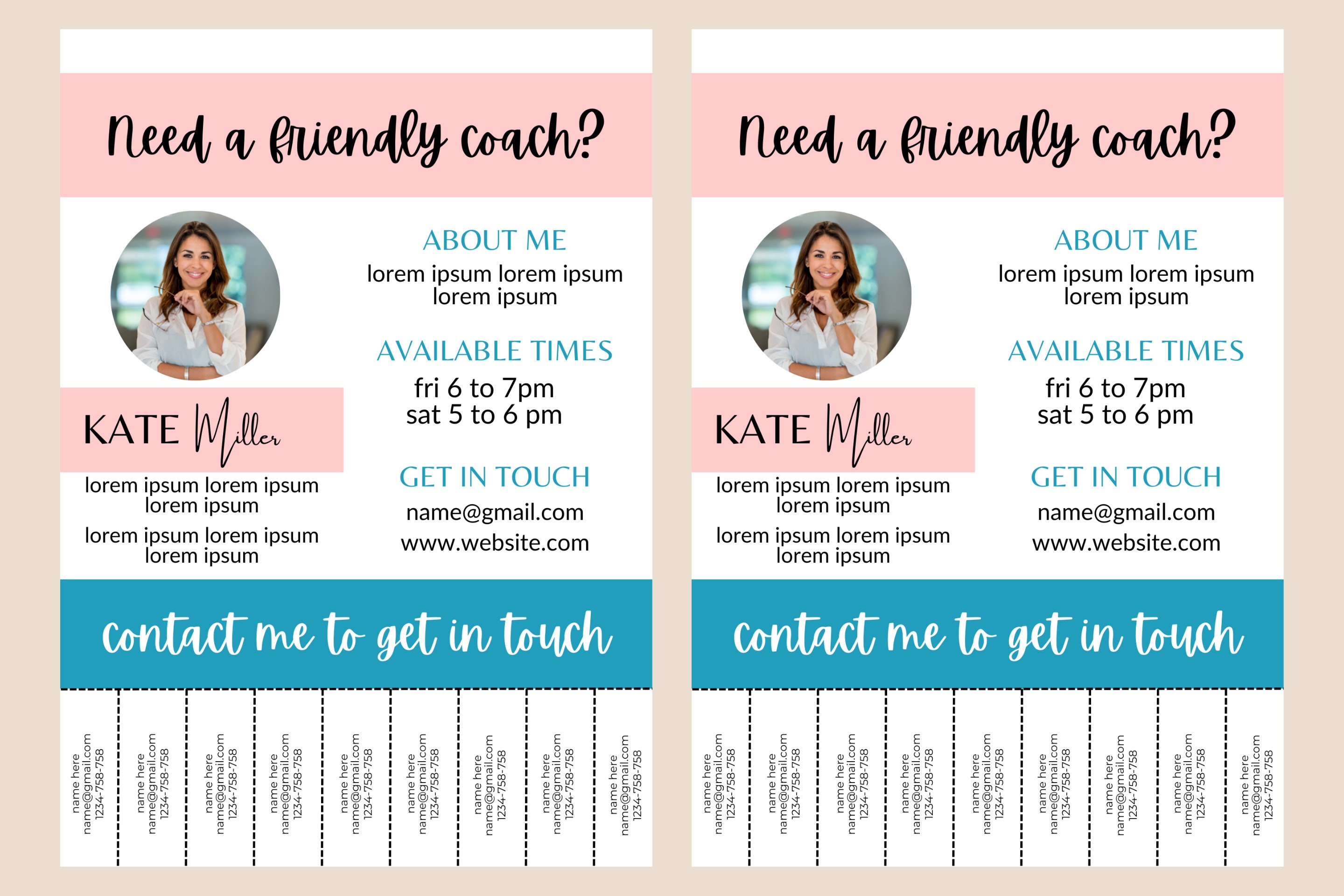 Tear off FLYER A4 Coach Flyer Template class Flyer Template - Etsy