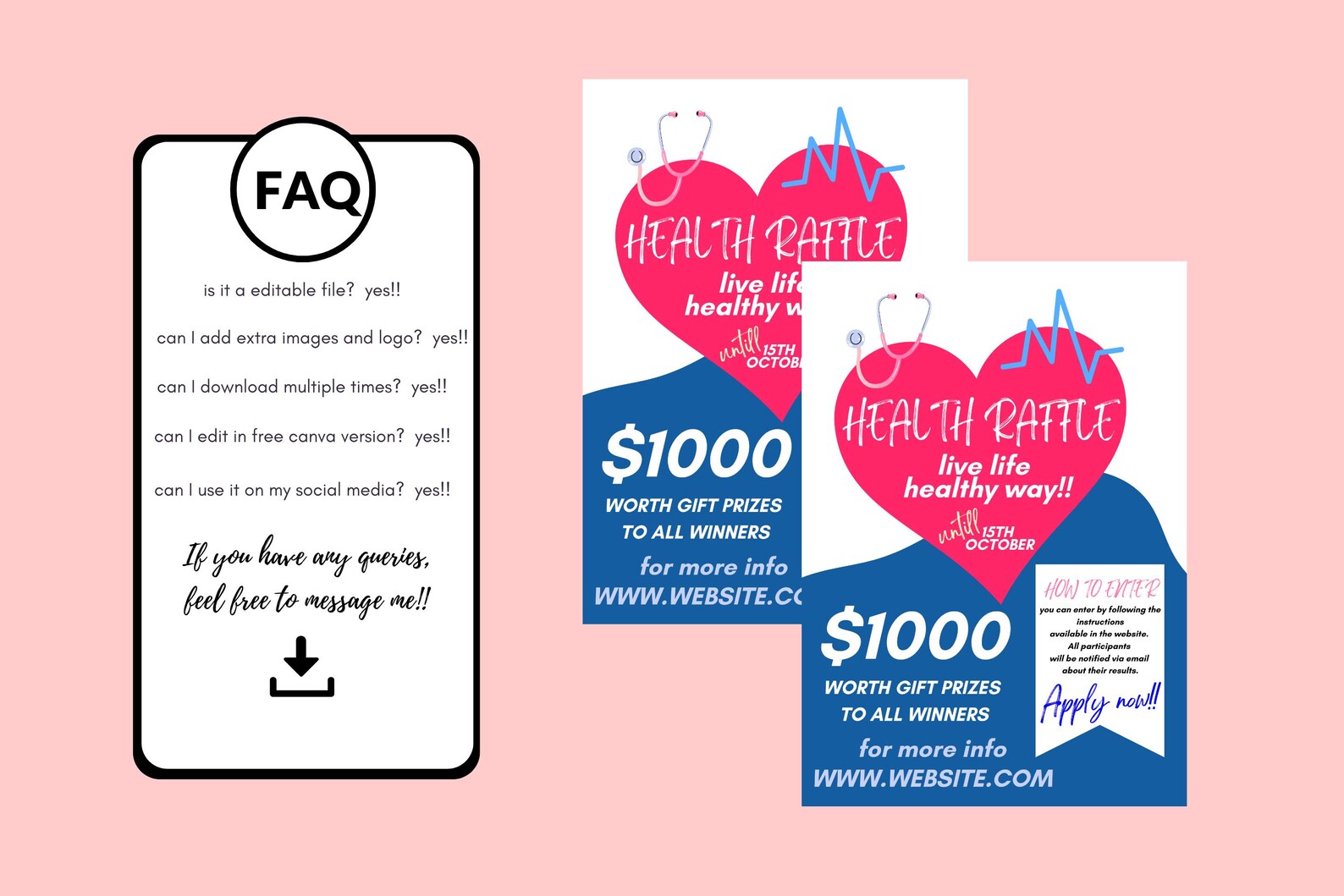 Health Raffle FLYER CANVA| A4 Flyer Template |health Poster|editable ...