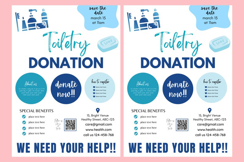 Toiletry Donation Flyer CANVA A4 Flyer Templatehealth Poster Editable Flyer diy Health ...