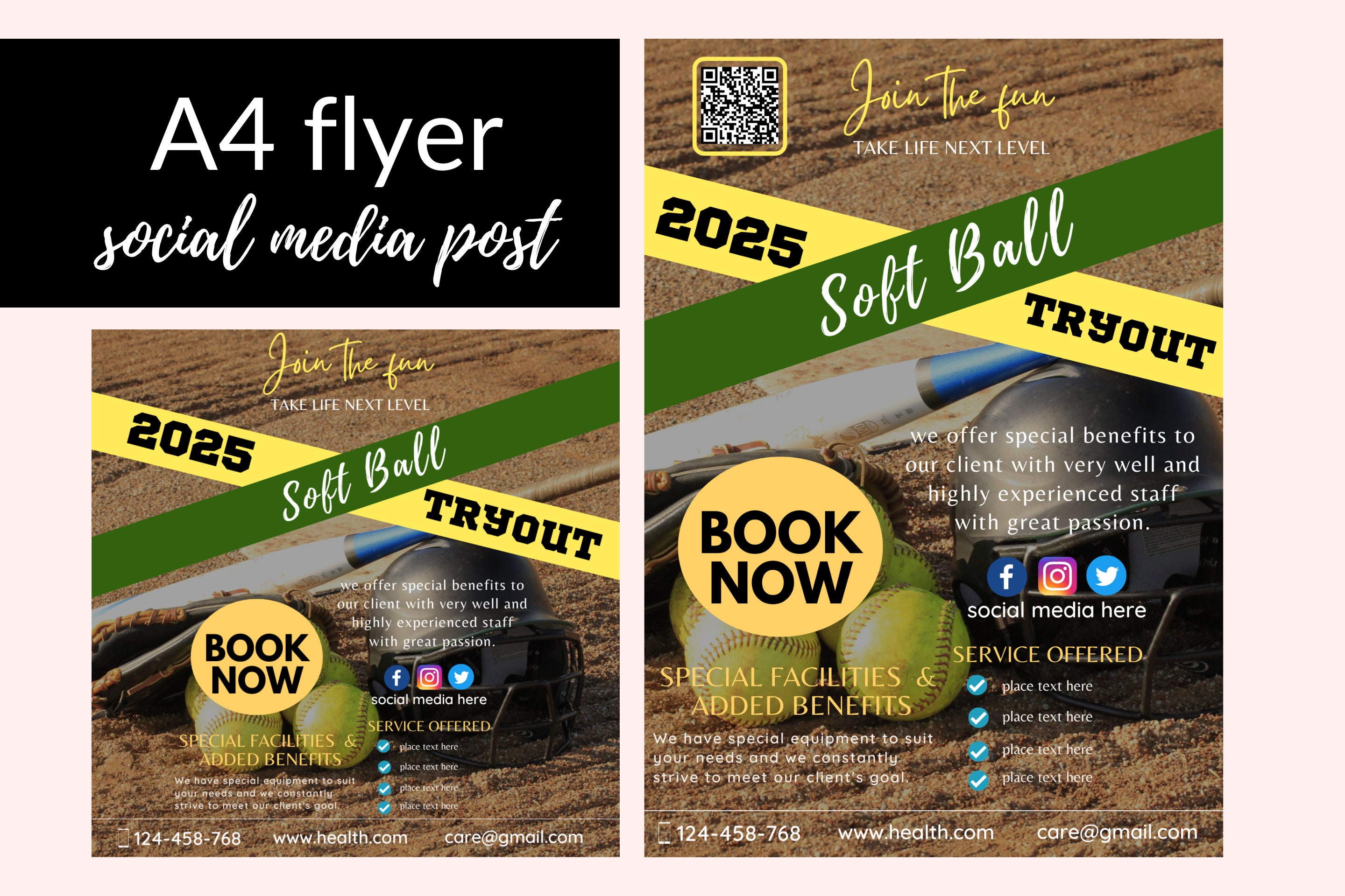 Softball Tryout FLYER CANVA| A4 Flyer Template|social Media Post|sports ...