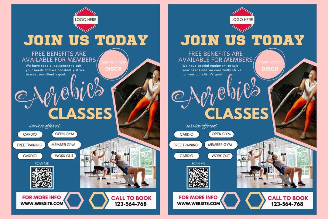 Aerobics Health FLYER CANVA| A4 Flyer Template |health Poster|editable ...