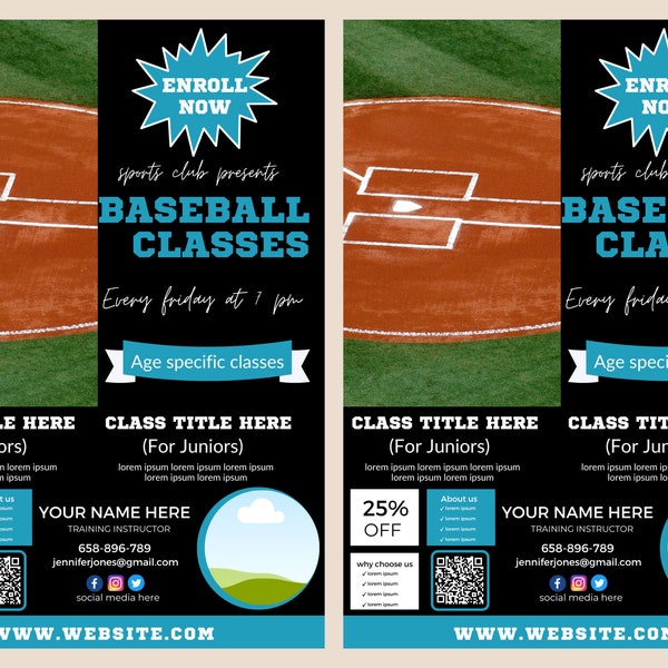 Baseball Tryout Flyer Canva - Etsy