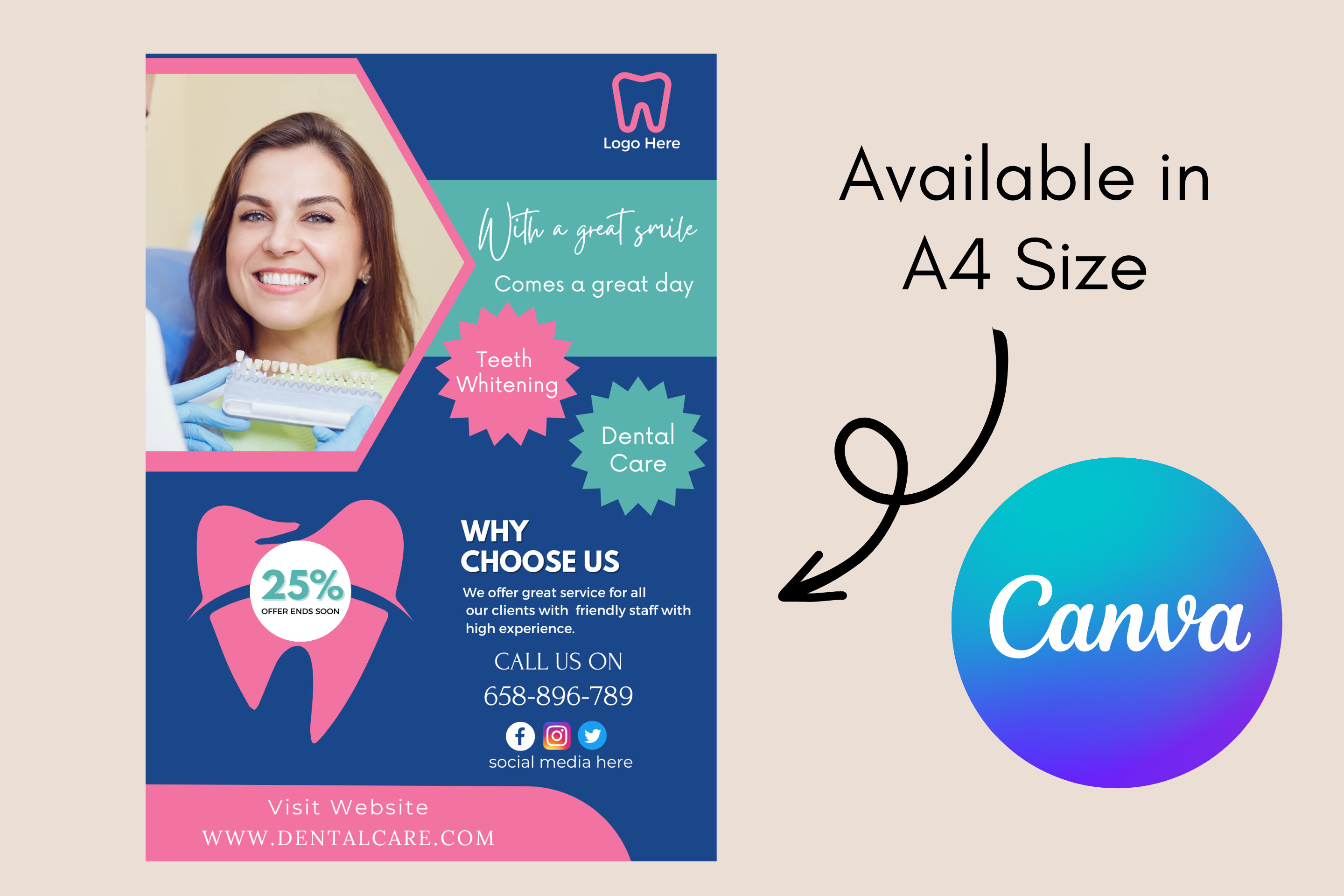 Dental Health FLYER CANVA| A4 Flyer Template |health Poster |diy| Teeth ...