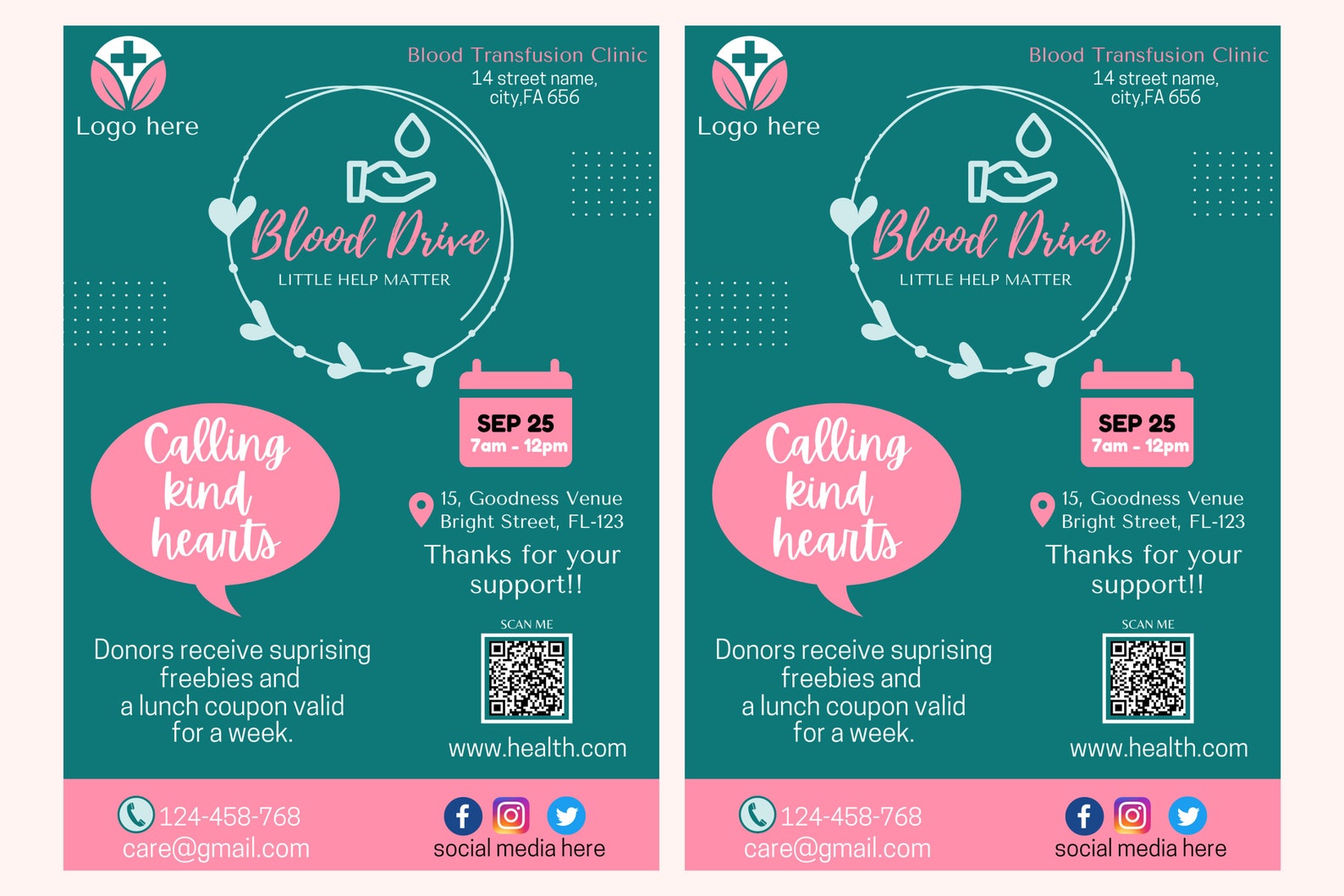 Health Donation FLYER CANVA| Blood Donation |health Poster| Editable ...