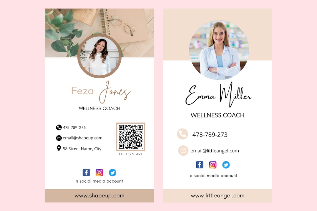 Wellness Health Business Cards | 2 Pack | Personalized | Editable ...