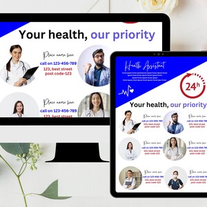 Health Assistant FLYER CANVA A4 Flyer Template health Poster Editable ...