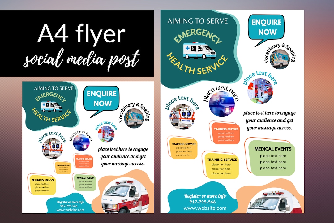 Emergency Health FLYER Canva A4 Flyer Templatesocial Media Postsports ...