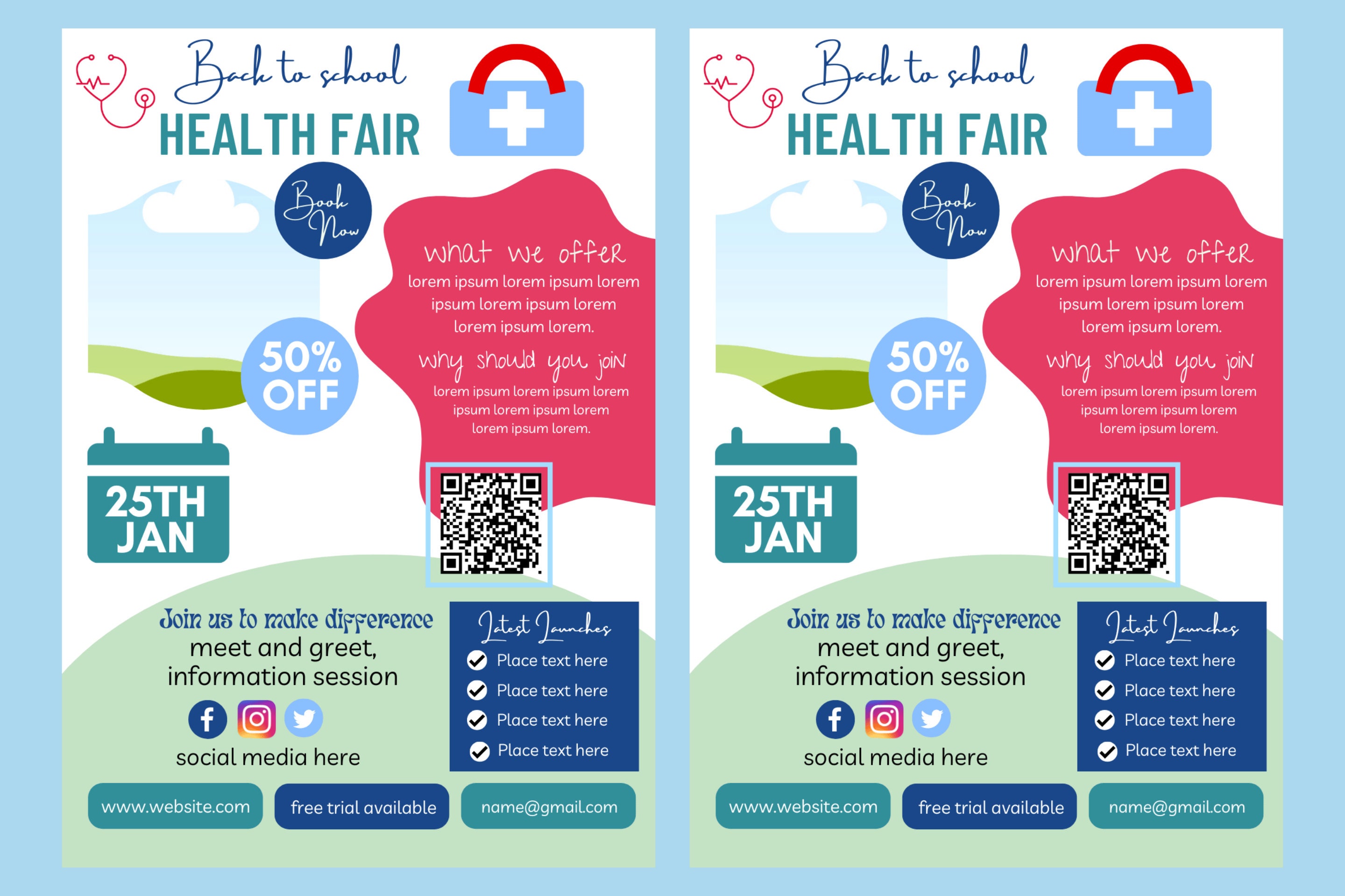 Back to School Health Fair FLYER CANVA|A4 Flyer Template |health Poster ...