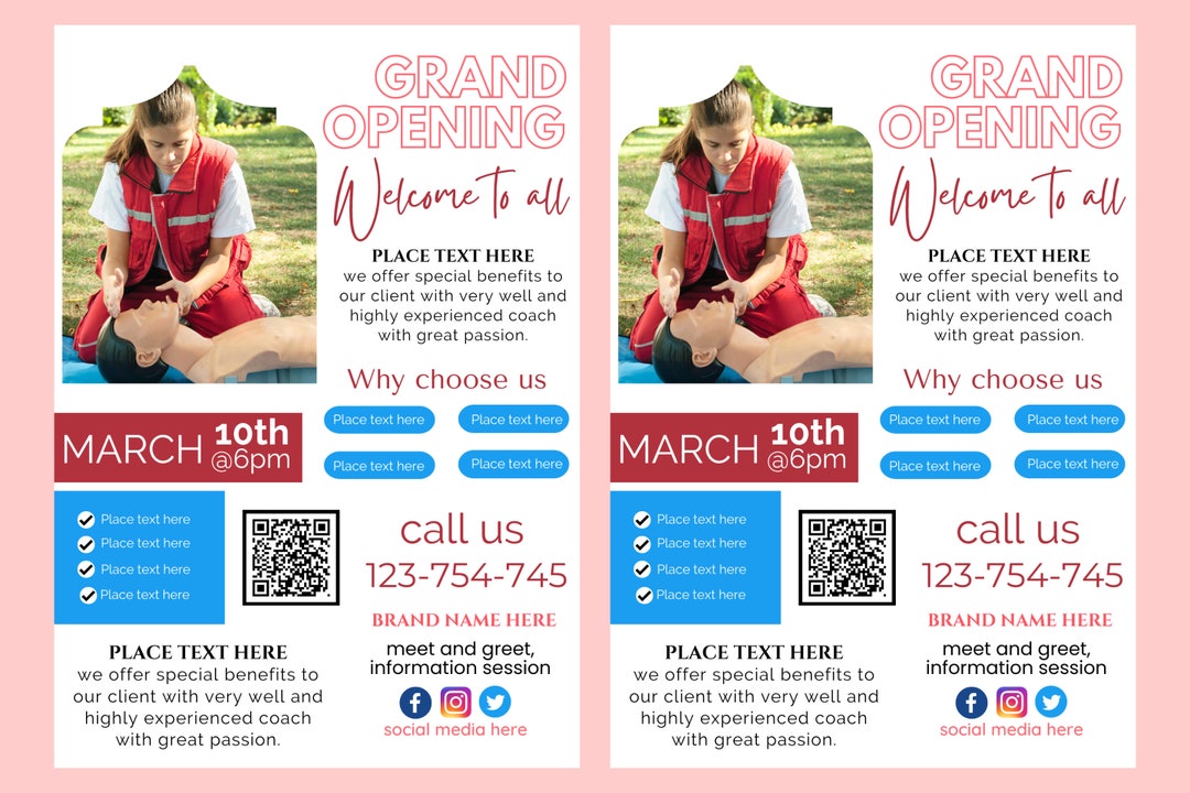 Cpr Health Flyer|canva| Grand Opening |first Aid Flyer| Editable Flyer ...