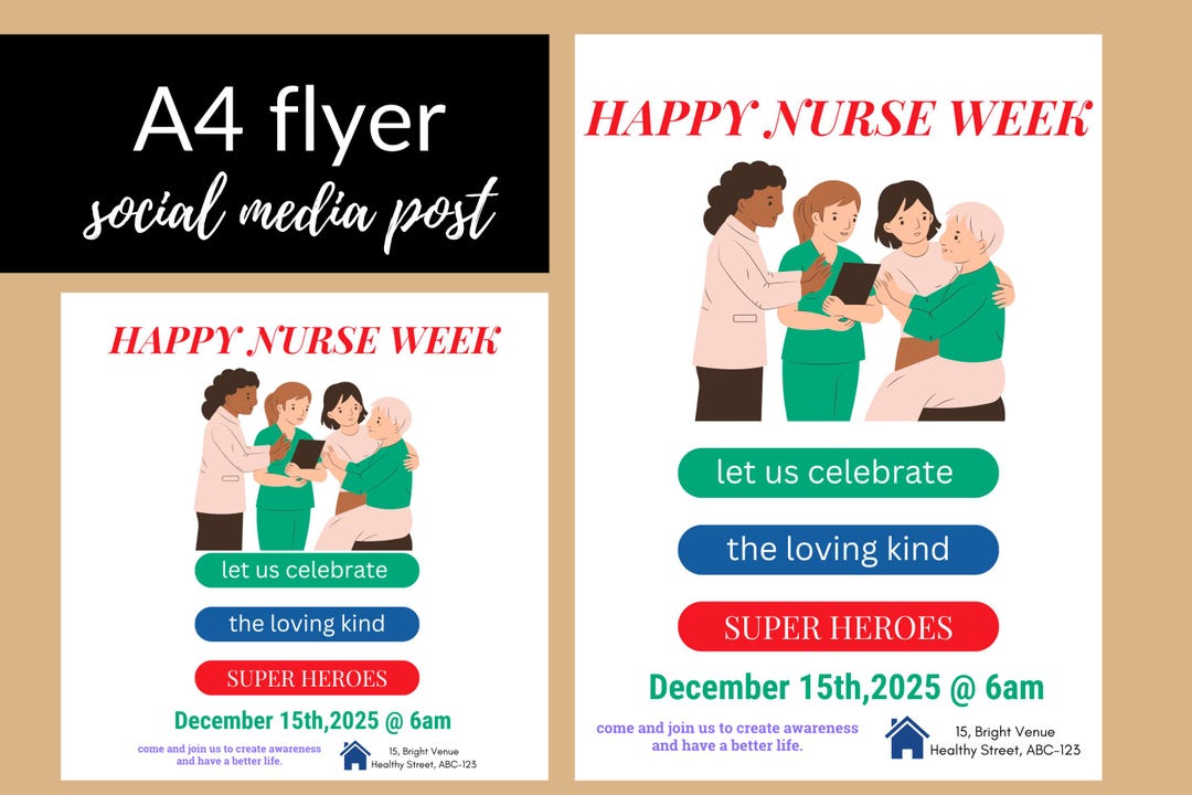 Nurse Week FLYER CANVA A4 Flyer Templatesocial Mediainstagram Flyer ...