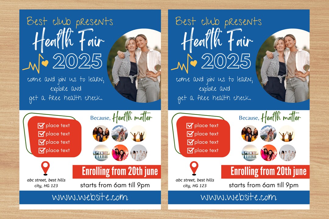 Health Fair FLYER CANVA| A4 Flyer Template|health Poster|editable|diy ...