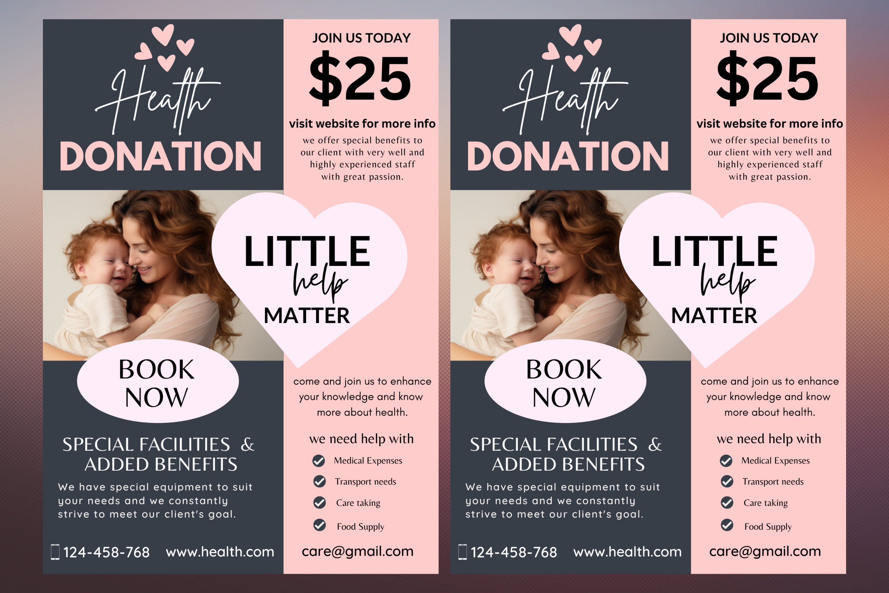 Pink Health Donation FLYER CANVA Camp Donation A4 Flyer Template breast ...