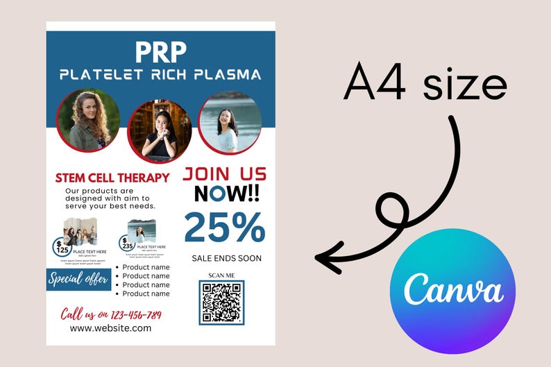 Prp Health FLYER CANVA| A4 Flyer Template |health Poster|editable|diy ...