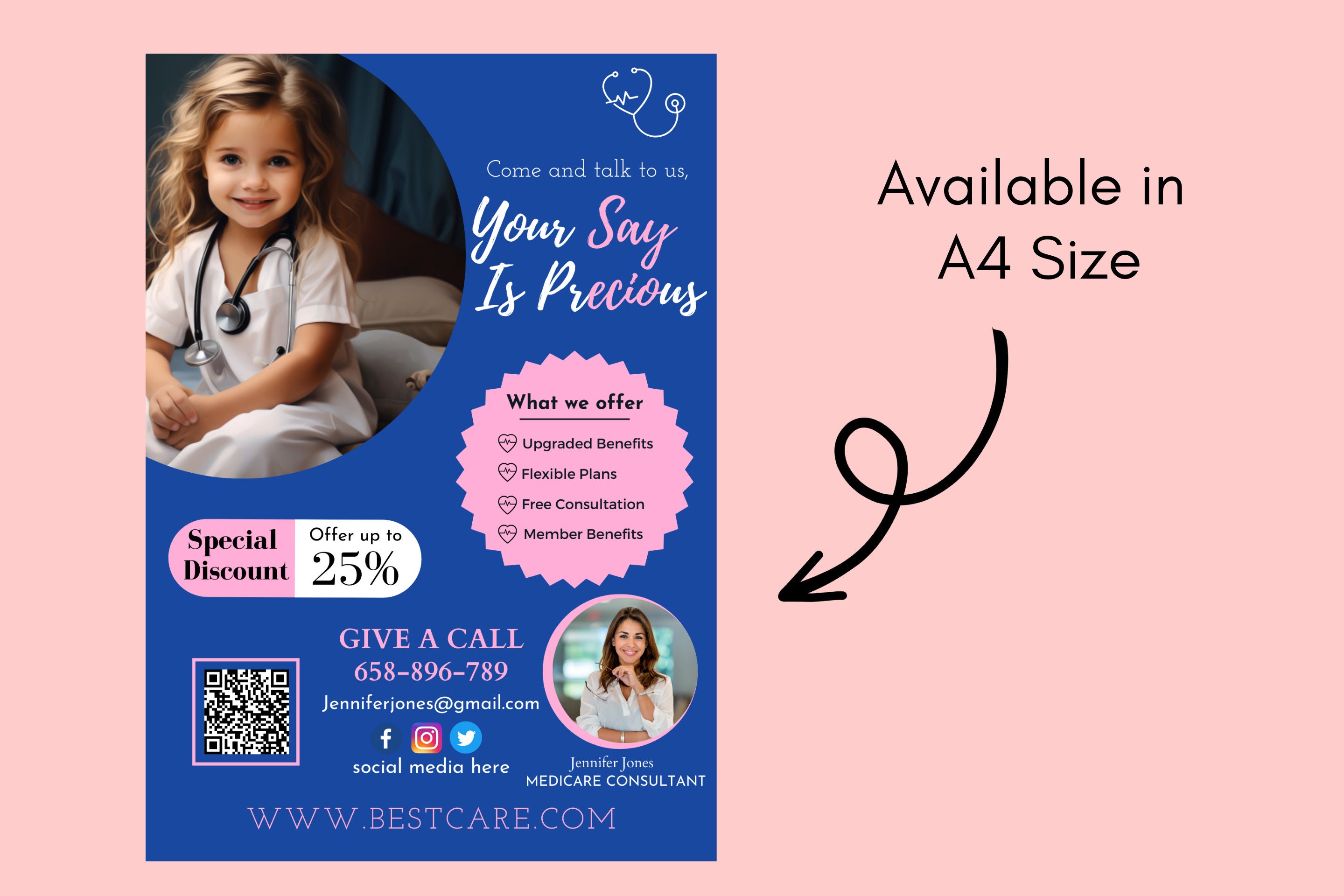 Medicare Health FLYER CANVA|A4 Flyer Template |health Poster| Editable ...