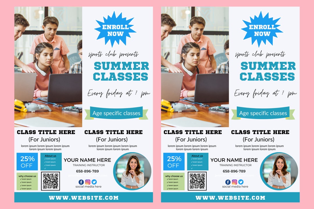 Editable Classes FLYER CANVA|A4 Flyer Template|health Poster|summer ...