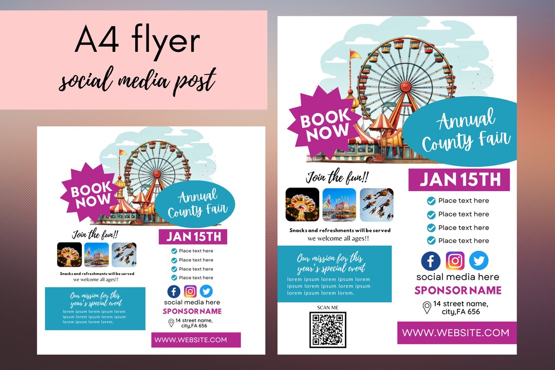 County Fair Flyer CANVA| A4 Flyer Template|health Poster|social Media ...