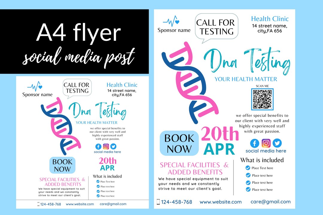 Editable Dna Flyer CANVA|A4 Flyer| Dna Instagram Post| Health Poster ...