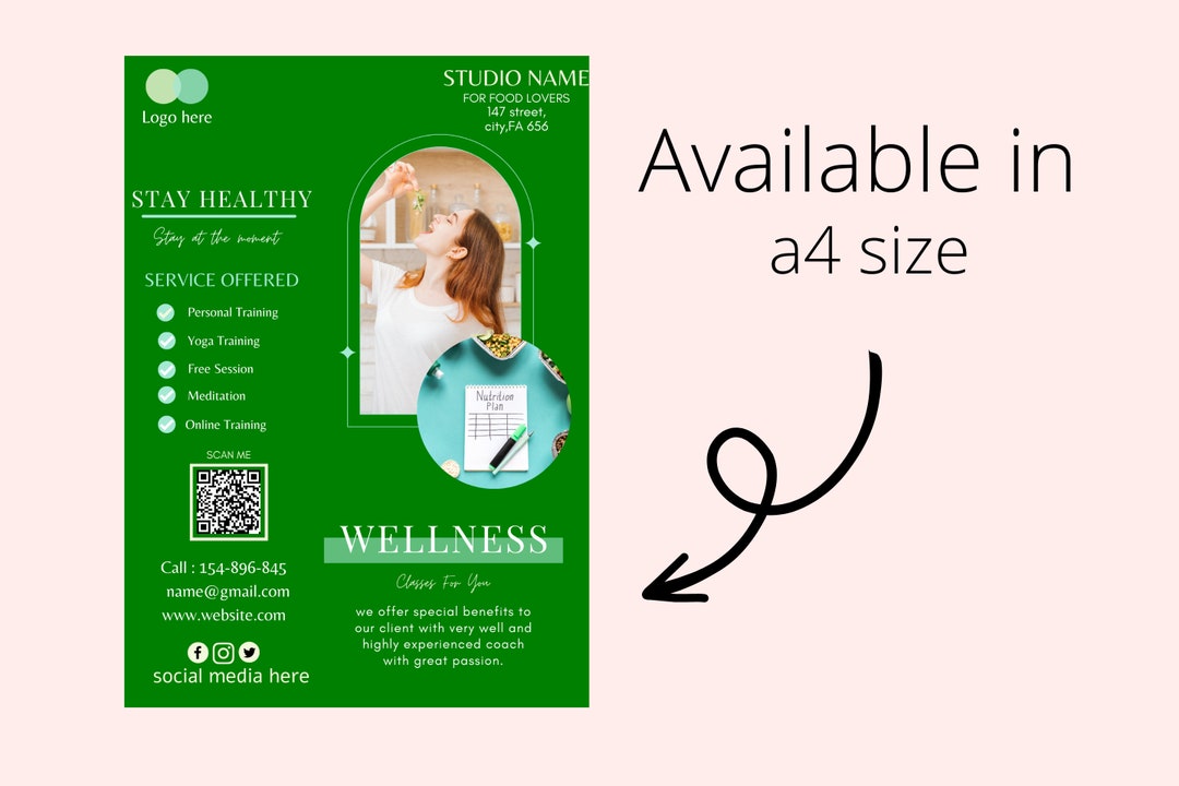 Health Coach Flyer Canva A4 Flyer Template Health Poster Etsy