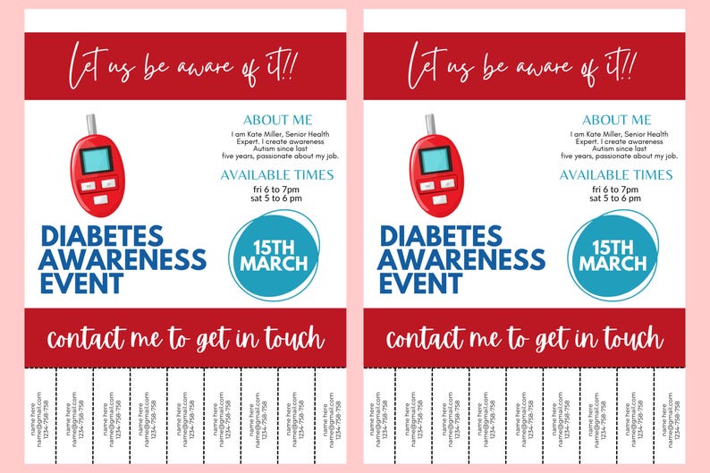 Diabetes Health FLYER CANVA| A4 Flyer Template |health Poster|editable ...