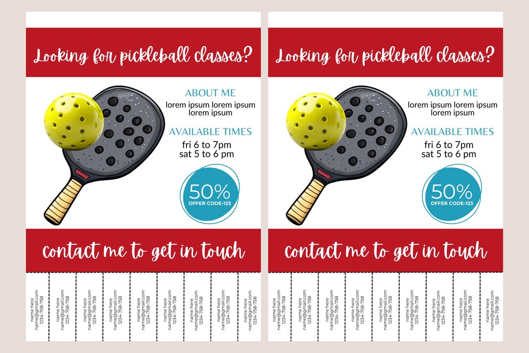 Editable Pickleball FLYER CANVA| A4 Flyer Template |health Poster| Tear ...