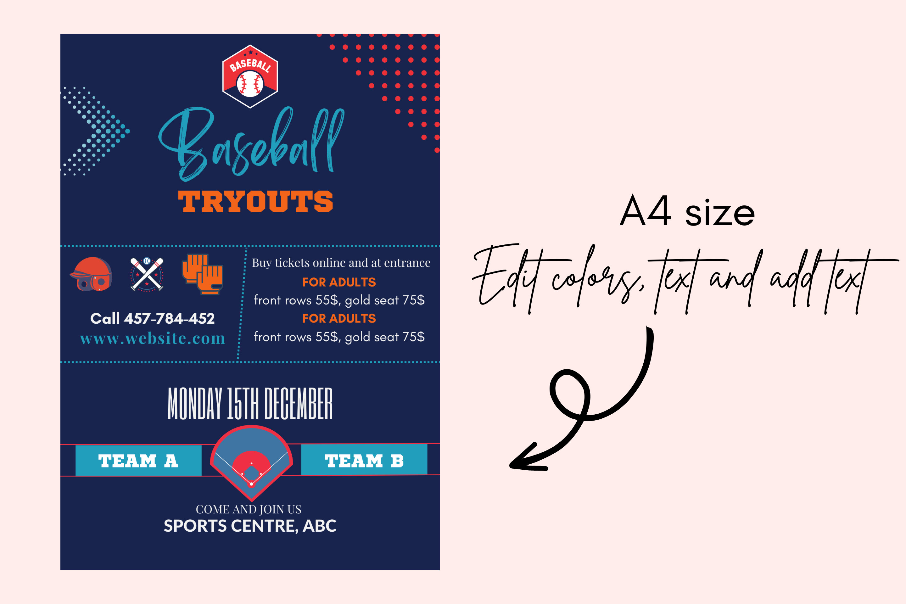 Baseball Tryout Flyer| A4 Sports Trainer Template||coach| Sports Flyer ...