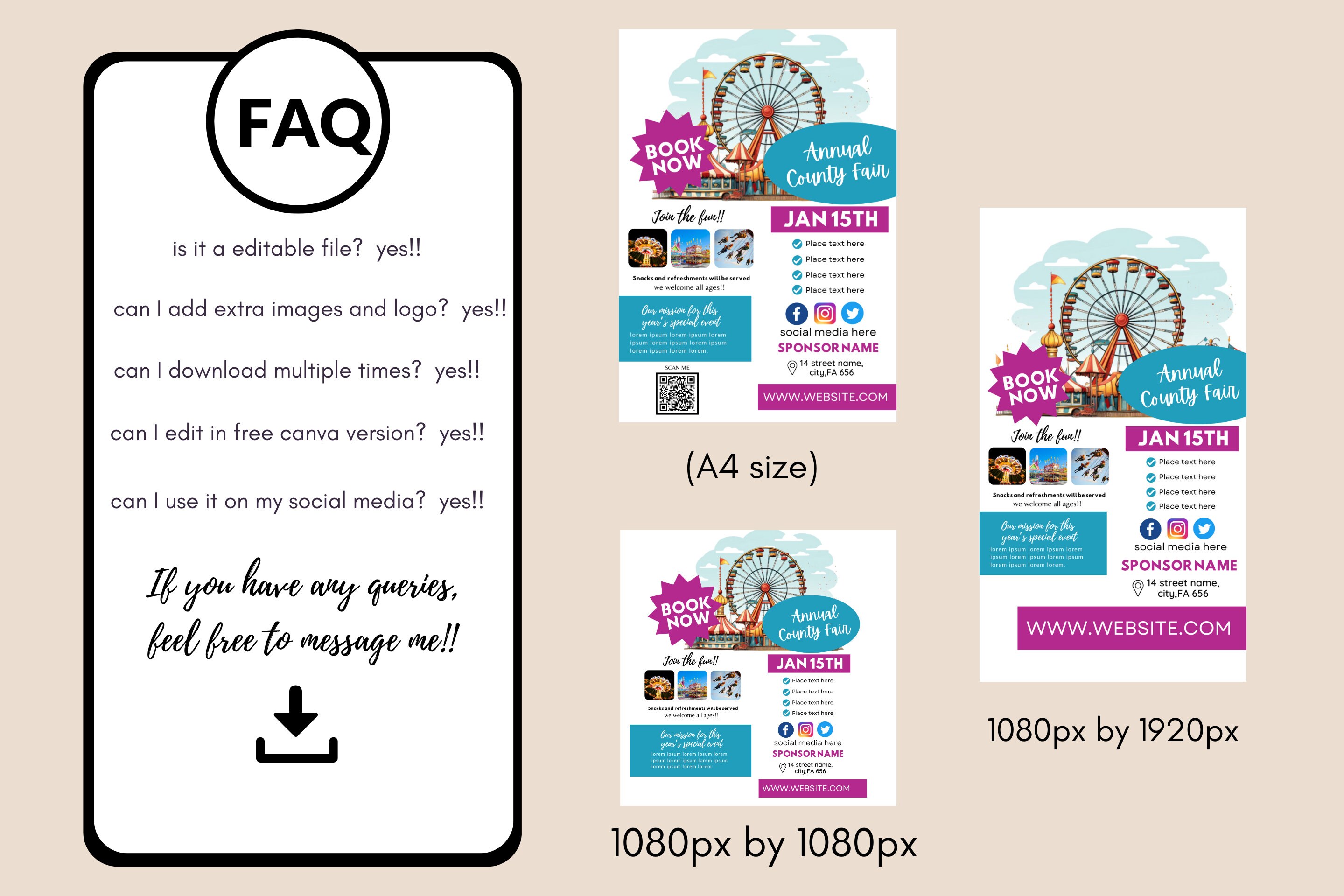 County Fair Flyer CANVA A4 Flyer Templatehealth Postersocial Media Post ...