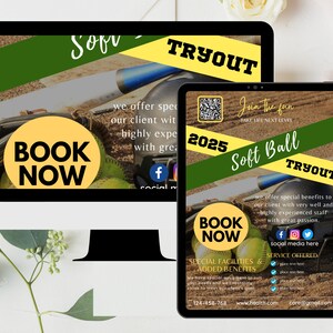 Softball Tryout FLYER CANVA| A4 Flyer Template|social Media Post|sports ...