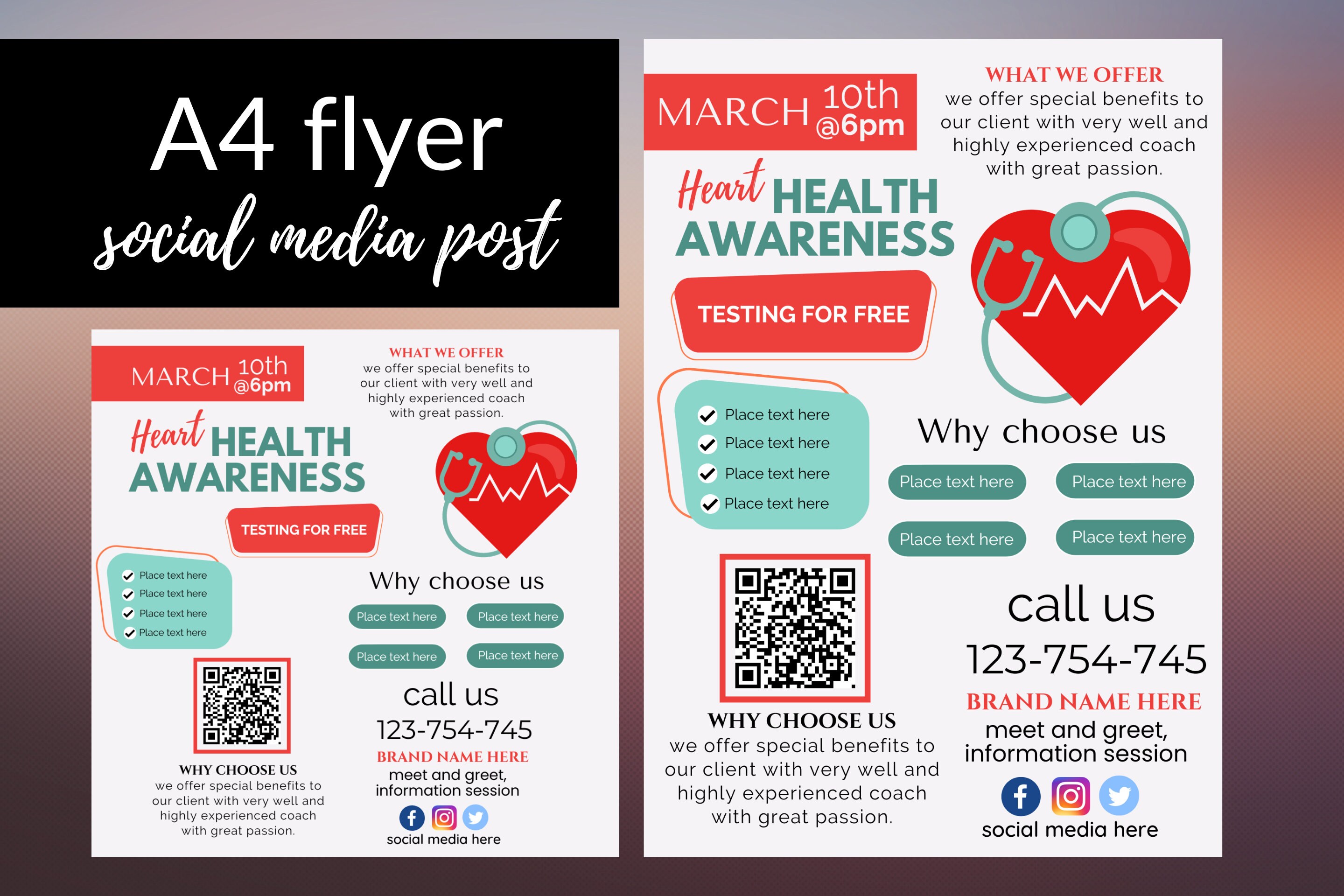 Editable Cardio FLYER Canvaa4 Sizeinstagram Flyer story social Media ...