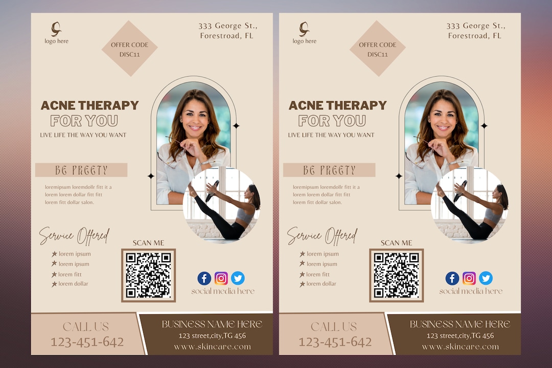 Acne Therapy FLYER CANVA A4 A4 Size A5 Size 5 by 7 Sizehealth Poster ...