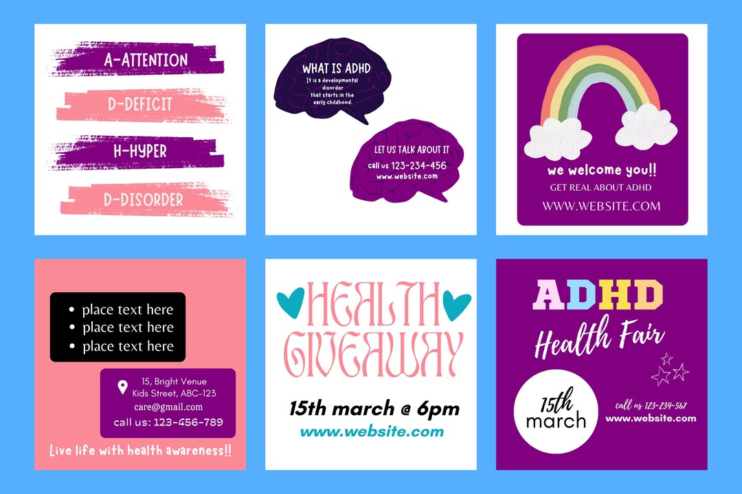 Adhd Health FLYER Canva|social Media Flyer| Adhd Instagram Post |web ...