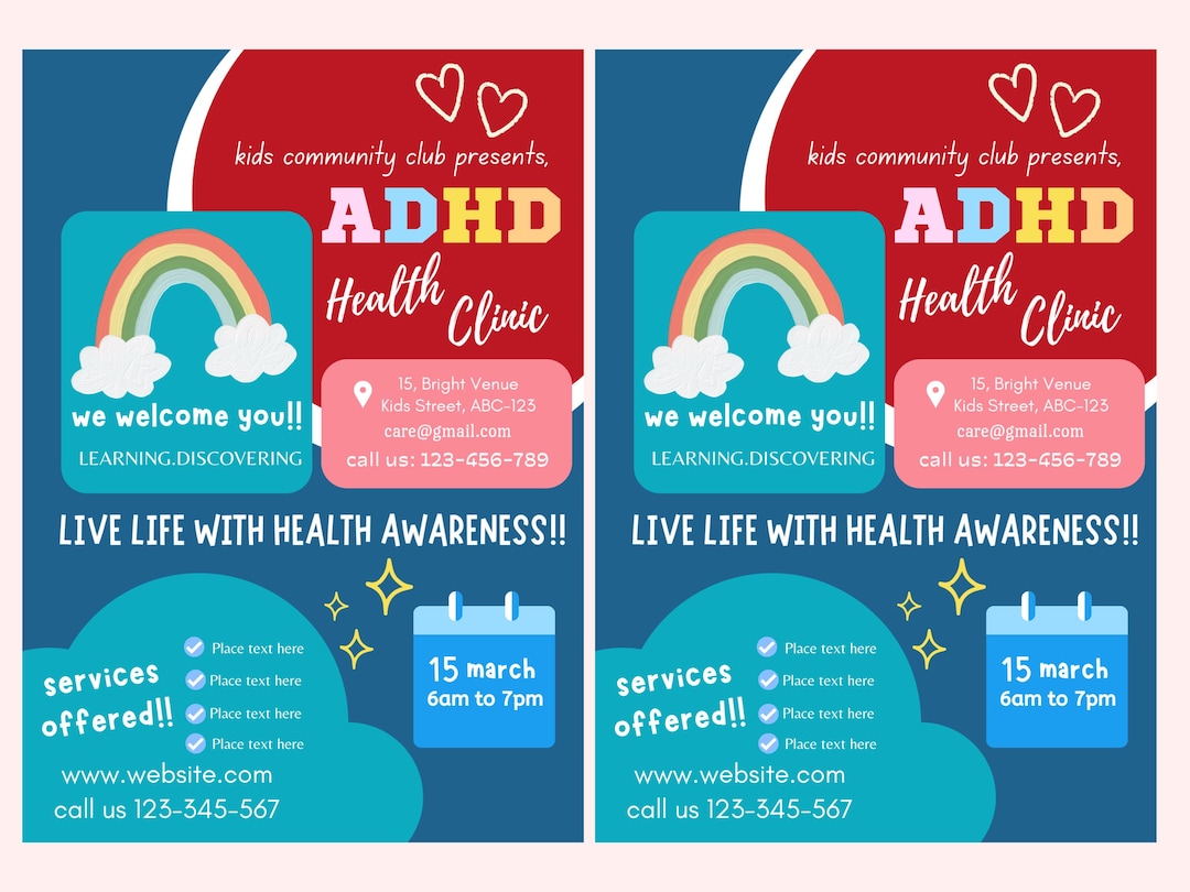 Adhd Health FLYER CANVA| A4 Flyer Template |health Poster|editable|diy ...